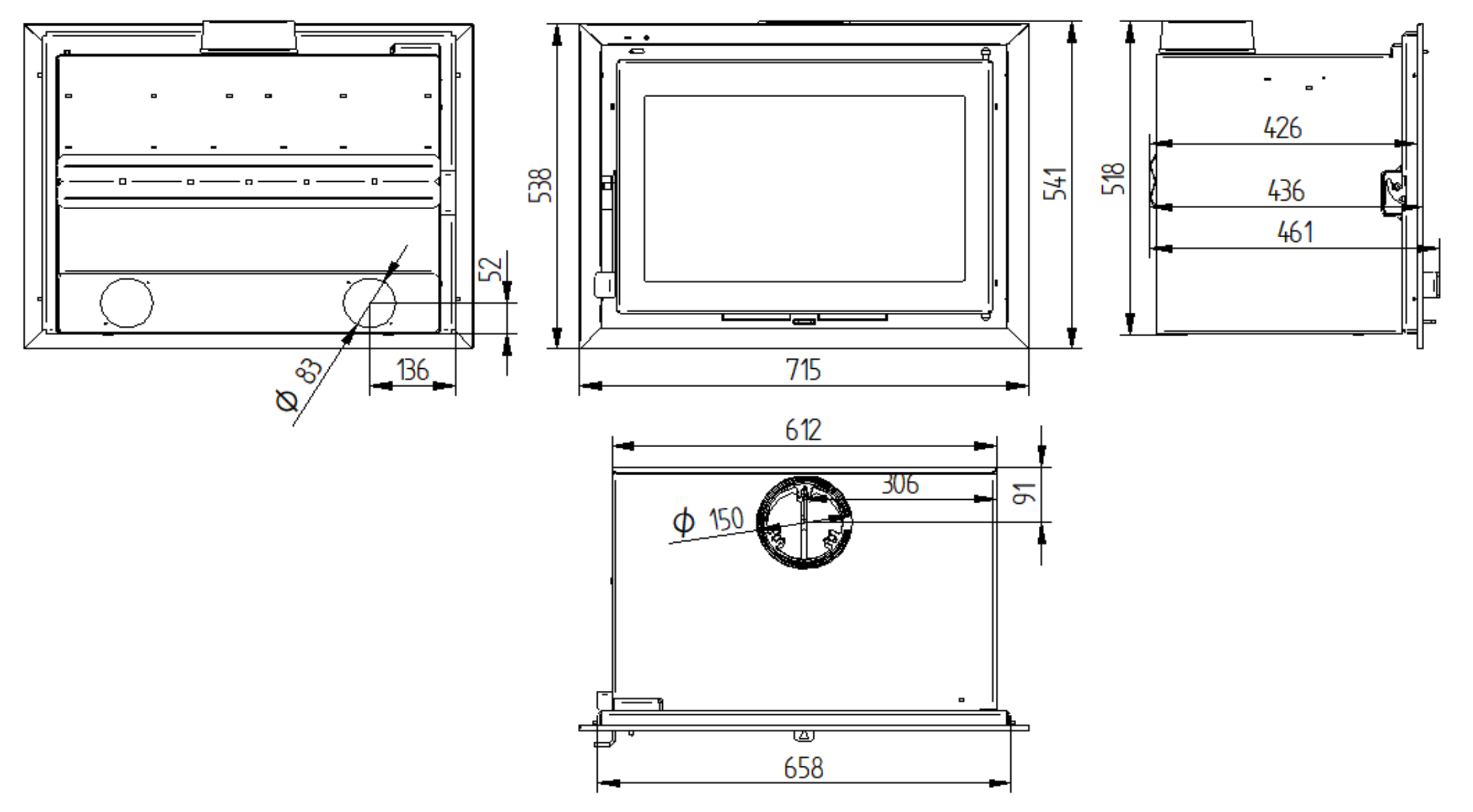 Insertable de leña IT-170 FK